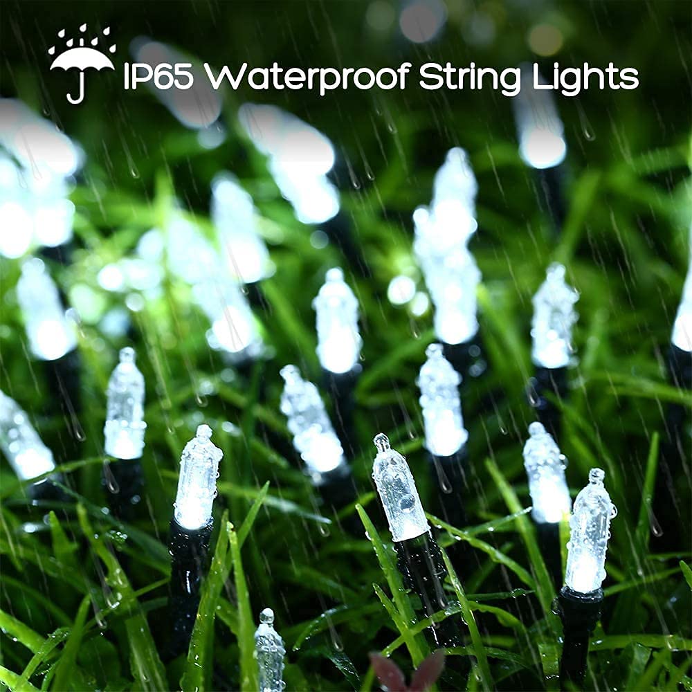 iBaycon 100LED Battery Christmas Lights, 33ft Battery Operated Mini Lights Waterproof with 8 Modes & Timer for Christmas Trees, Home, Garden, Party and Holiday Decoration (White)