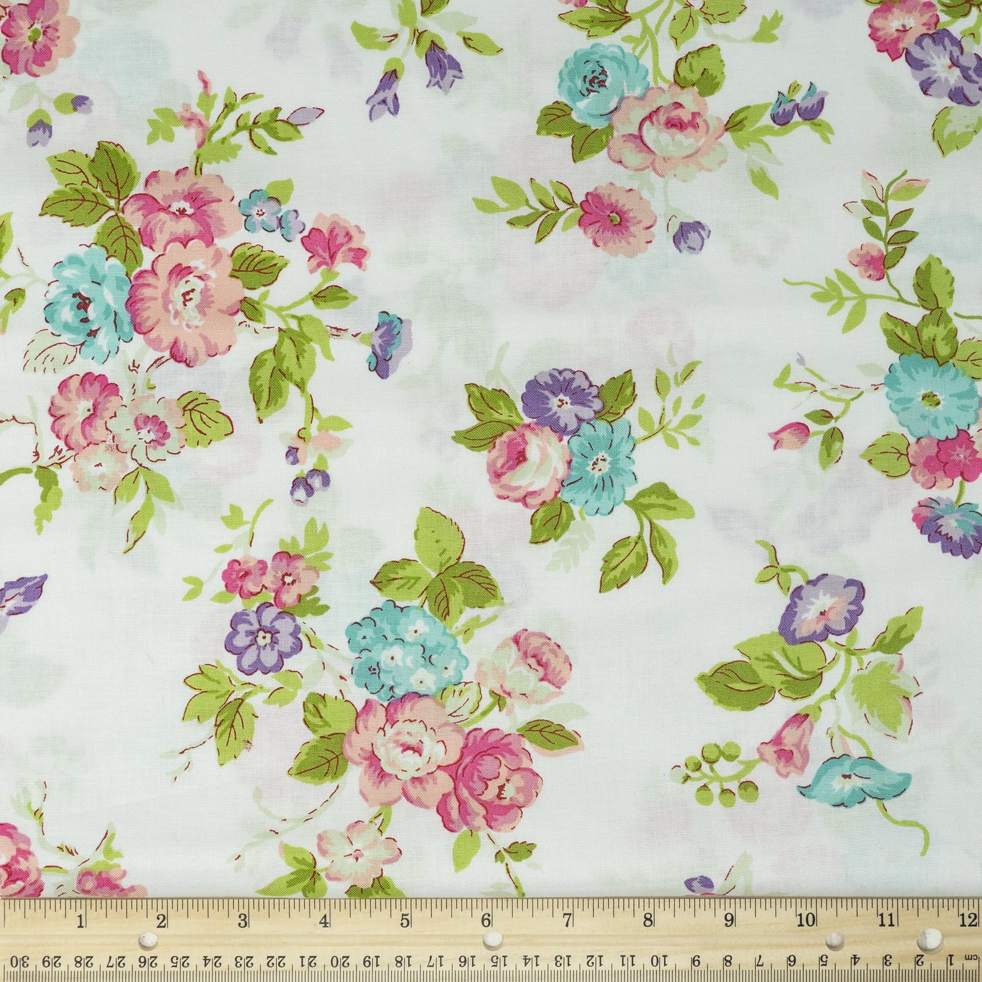 Stitch & Sparkle Cotton 44" Medium Floral Carnation Color Sewing Fabric by The Yard