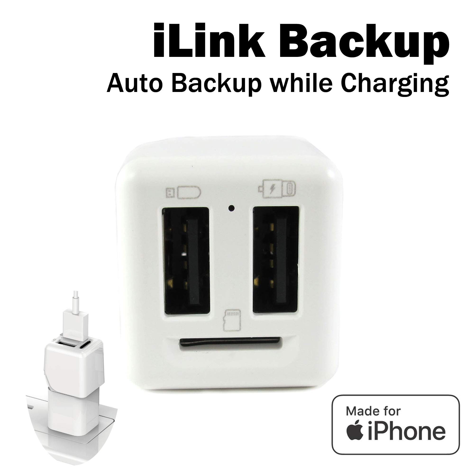 SPT iLink Backup Automatically Backup Photos and Videos While Charging of iPhone and iPad with iPhone Backup Storage and 256 bit Encryption 【SD Card and USB Not Included】