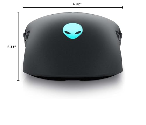 Alienware AW720M Tri-Mode Wireless Gaming Mouse - 2.4GHz Wireless, Bluetooth 5.1, 26,000 DPI, 8-Fully Programmable Buttons, Magnetic Snap Charging Adapter USB-A to USB-C Cable - Dark Side of The Moon