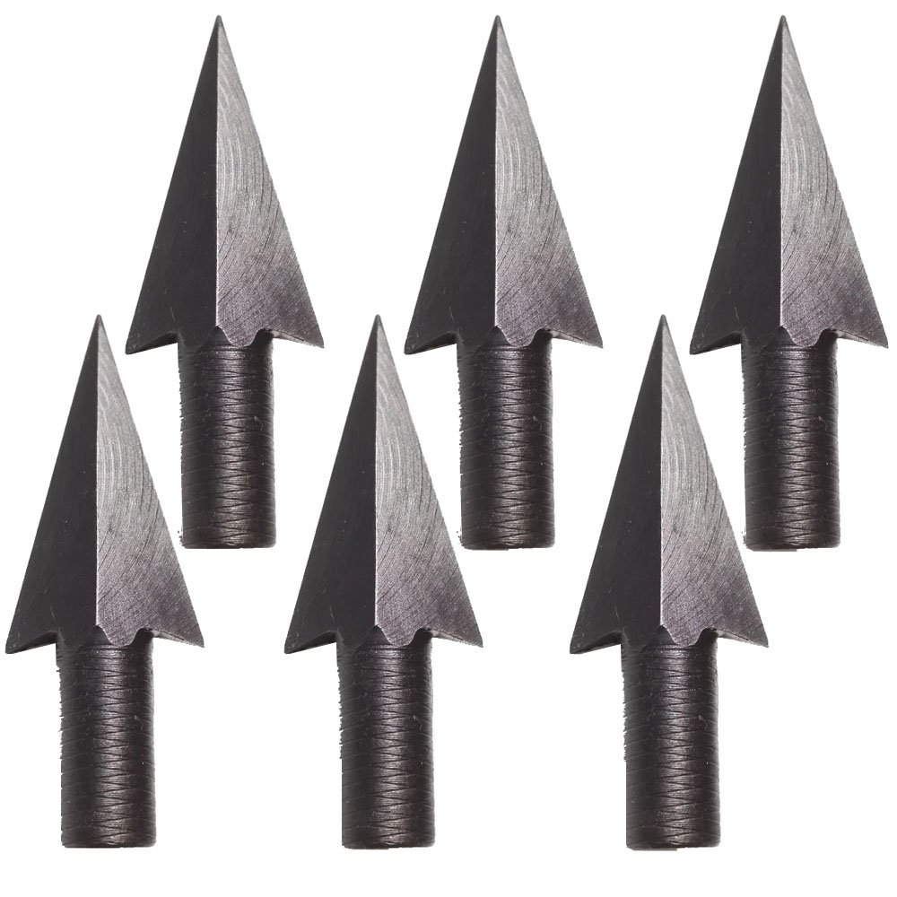 AMEYXGS 6/12pcs 8mm Diameter Metal Traditional Broadheads Archery Glue on Arrowheads for Wooden Bamboo Arrows (12)
