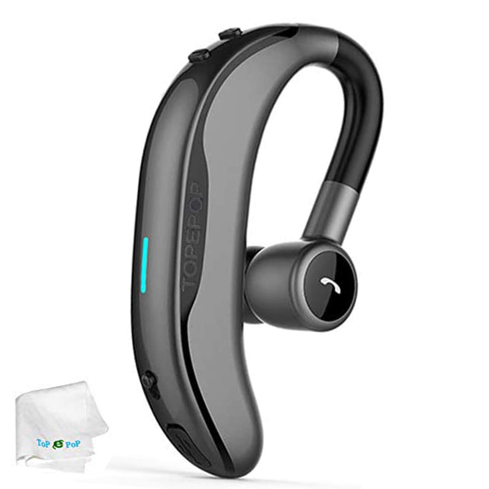 Wireless Headset Wireless Headphone Handsfree Call Earpiece Noise Cancelling Earbud Long Standby Time Earphone Compatible with Smart Cell Phones Trucker Car Driver Business Office Men Women (Grey)