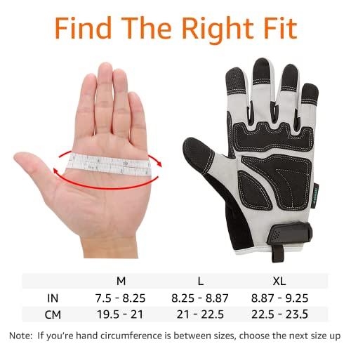 Amazon Brand - Denali Synthetic Leather Mechanics Gloves with Touchscreen Finger Patch, Large
