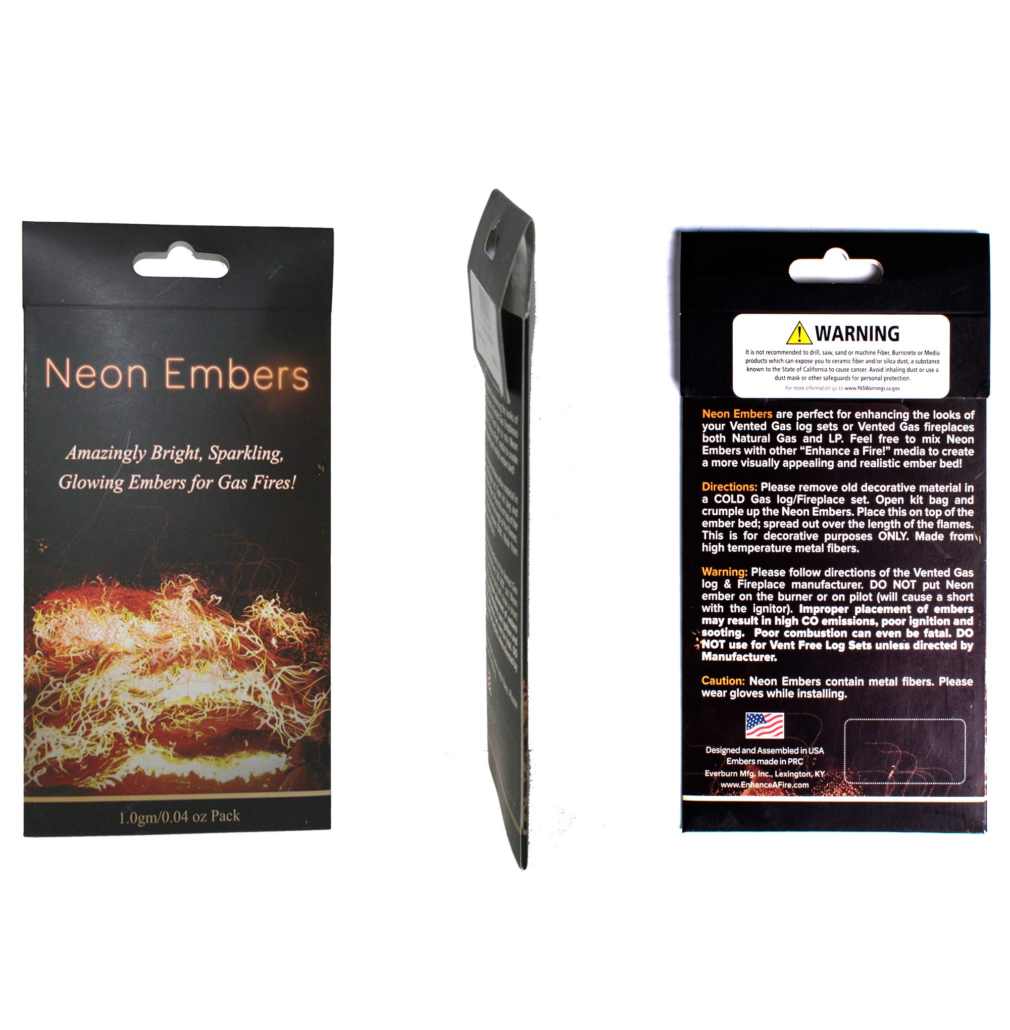 Enhance a Fire! 1 Gram Pack Neon Embers, Glowing Metallic Threads for Vented Gas Fireplaces & Log Sets| Made in USA!