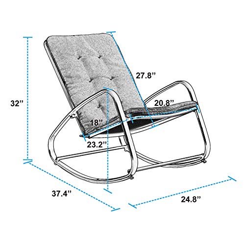 Sophia & William Outdoor Patio Rocking Chair Padded Steel Rocker Chairs Clearance Support 300lbs, Green