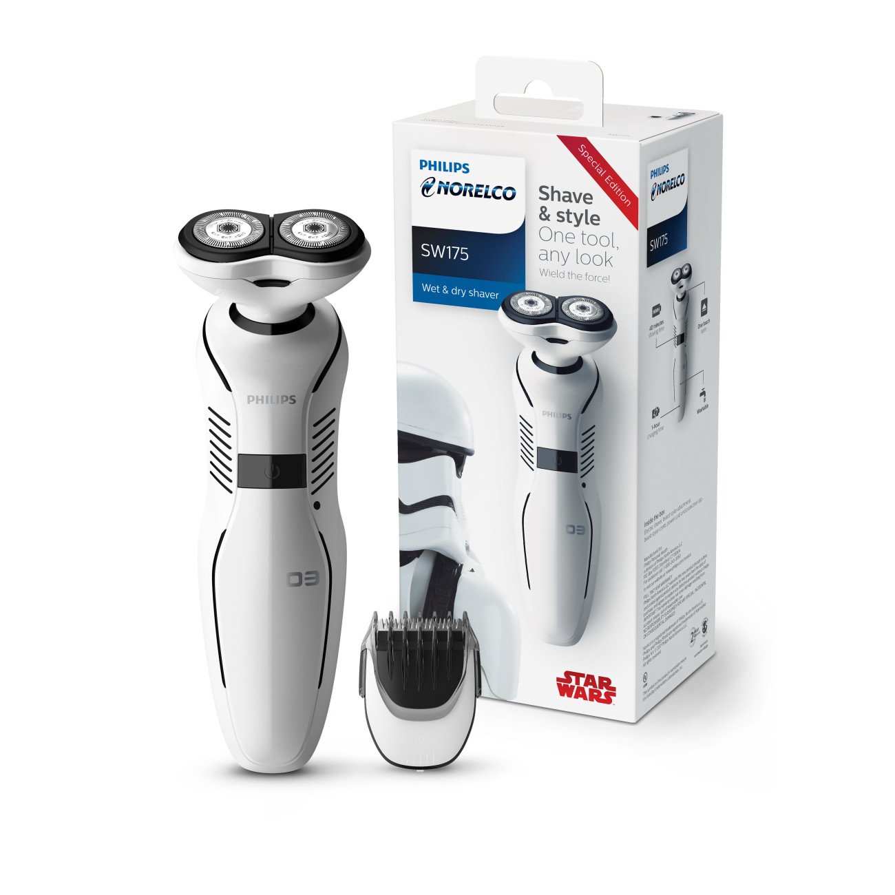Philips Norelco Special Edition Star Wars Storm Trooper Wet & Dry Electric Shaver & Styler, SW175/81