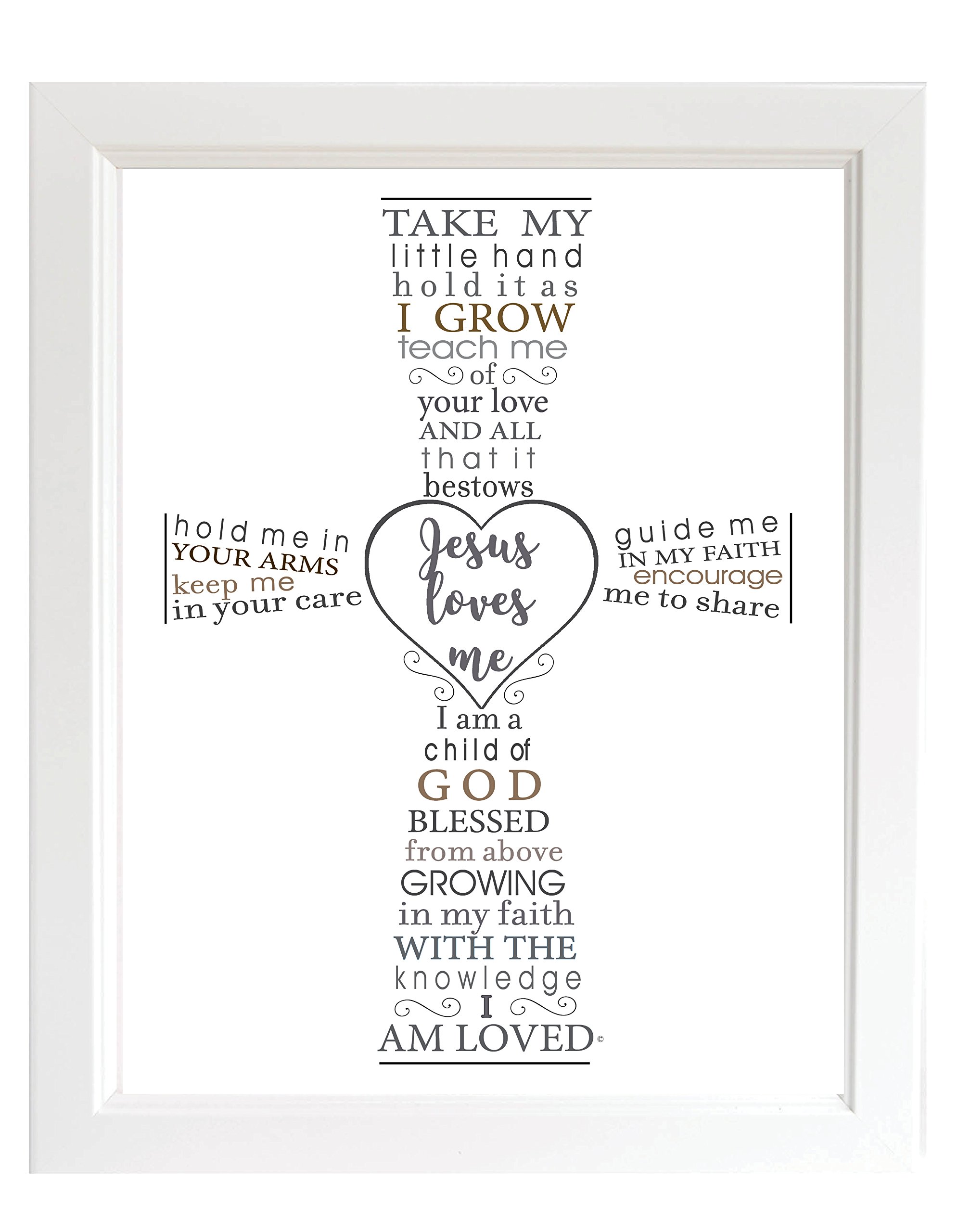 Jesus Loves Me Frame for Baby's Baptism, Dedication or Christening - Made in USA Frame - Gift for Granddaughter/Grandson/Godson/Goddaughter on Christening, Baptism, Dedication (White - Regular)