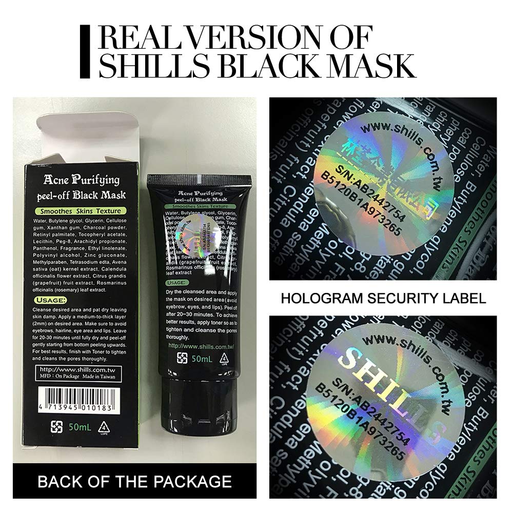SHILLS Blackhead Remover, Pore Control, Skin Cleansing, Purifying Bamboo Charcoal, Peel Off Face Mask,1 Bottle(1.69 fl. oz)