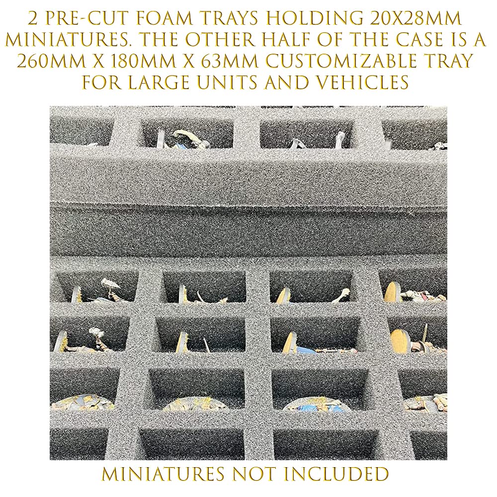 Gargoyle - Miniature Carrying Case - 80 Foam Slots for 28mm Miniature Storage Case - DnD Miniature Storage with Carry Handle - Miniature Case with Large Pick and Pluck Layer -Miniatures Carrying Case