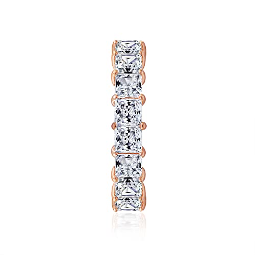 Amazon Essentials Rose Gold-Plated Sterling Silver Infinite Elements Cubic Zirconia Princess Eternity Band Ring, Size 7, (previously Amazon Collection)
