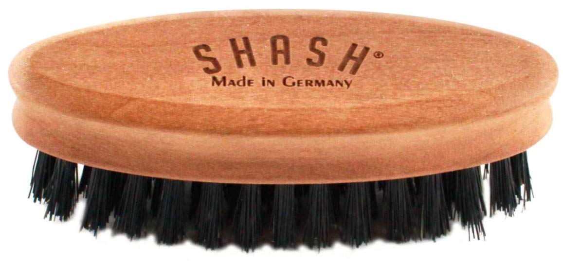 Made in Germany - SHASH Smooth 100% Boar Bristle Beard Brush, Naturally Conditions and Softens Hair - Portable, Eases Itch and Irritation, Supports Healthy Growth, Eco-Sourced