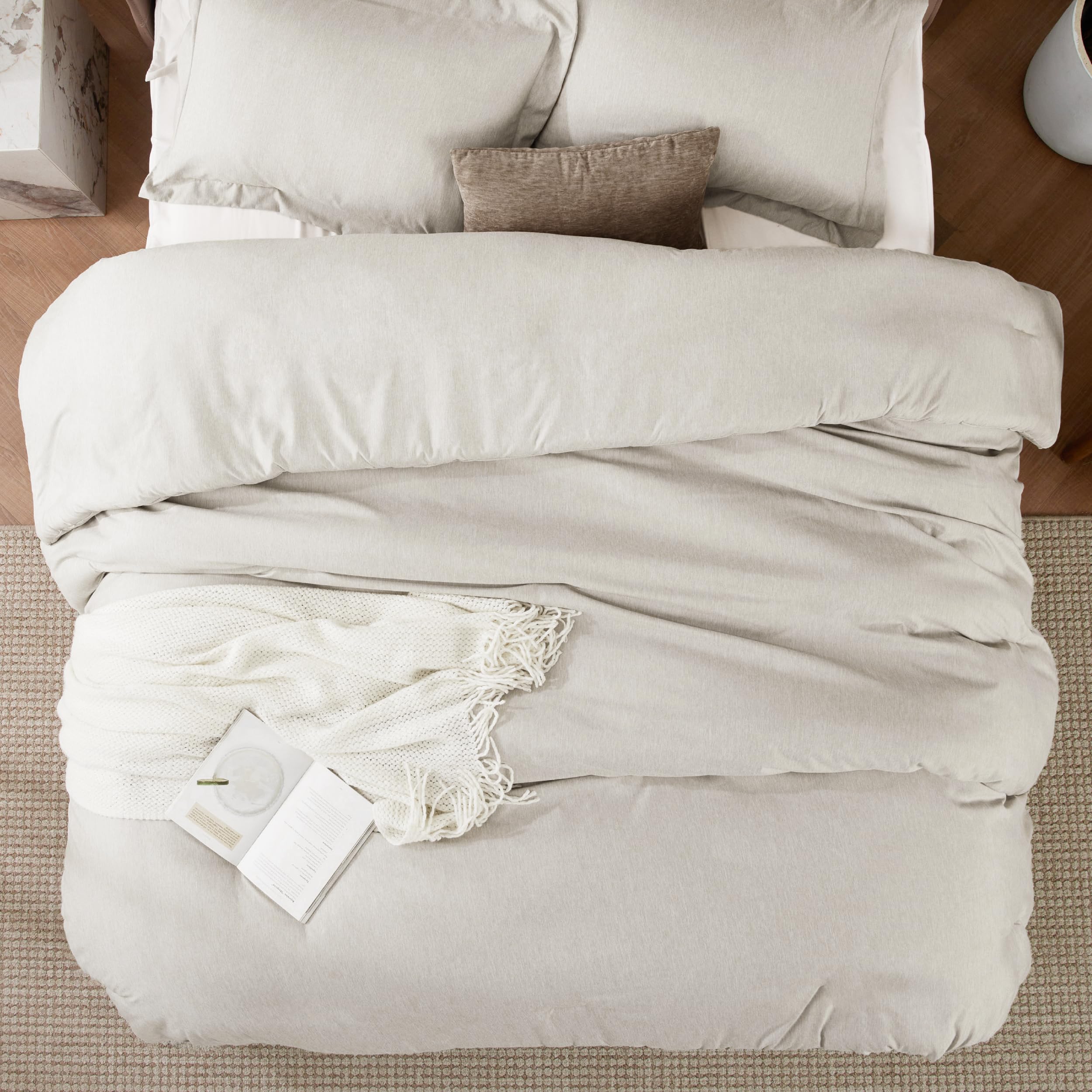 Bedsure Bundle of Ruched Sheet Set and Cationic Dyed Duvet Cover Set, Cal King Size