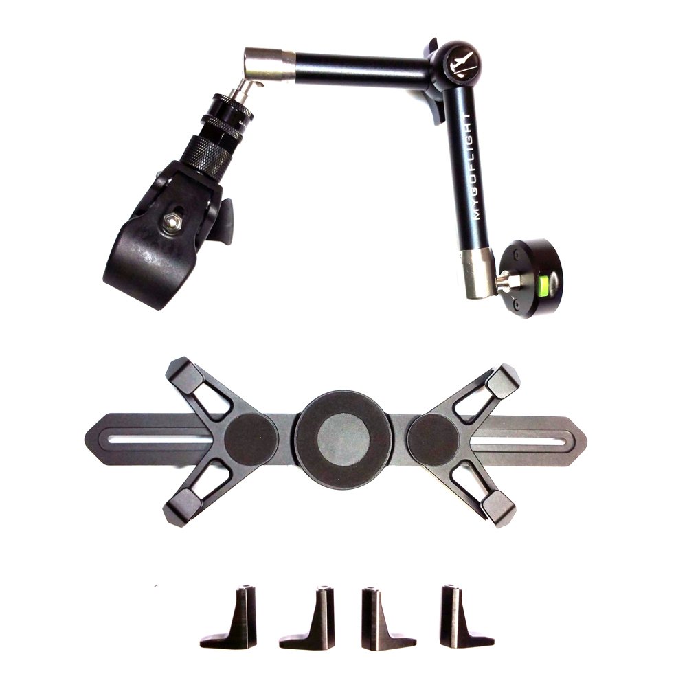 MYGOFLIGHT Flex Yoke Articulated Arm Sport Mount and Universal Cradle Kit for Any 7”-11” iPad Mini Air Pro Android Tablet PC Airplane Car RV Truck Boat Steering Wheel Dash Mounting