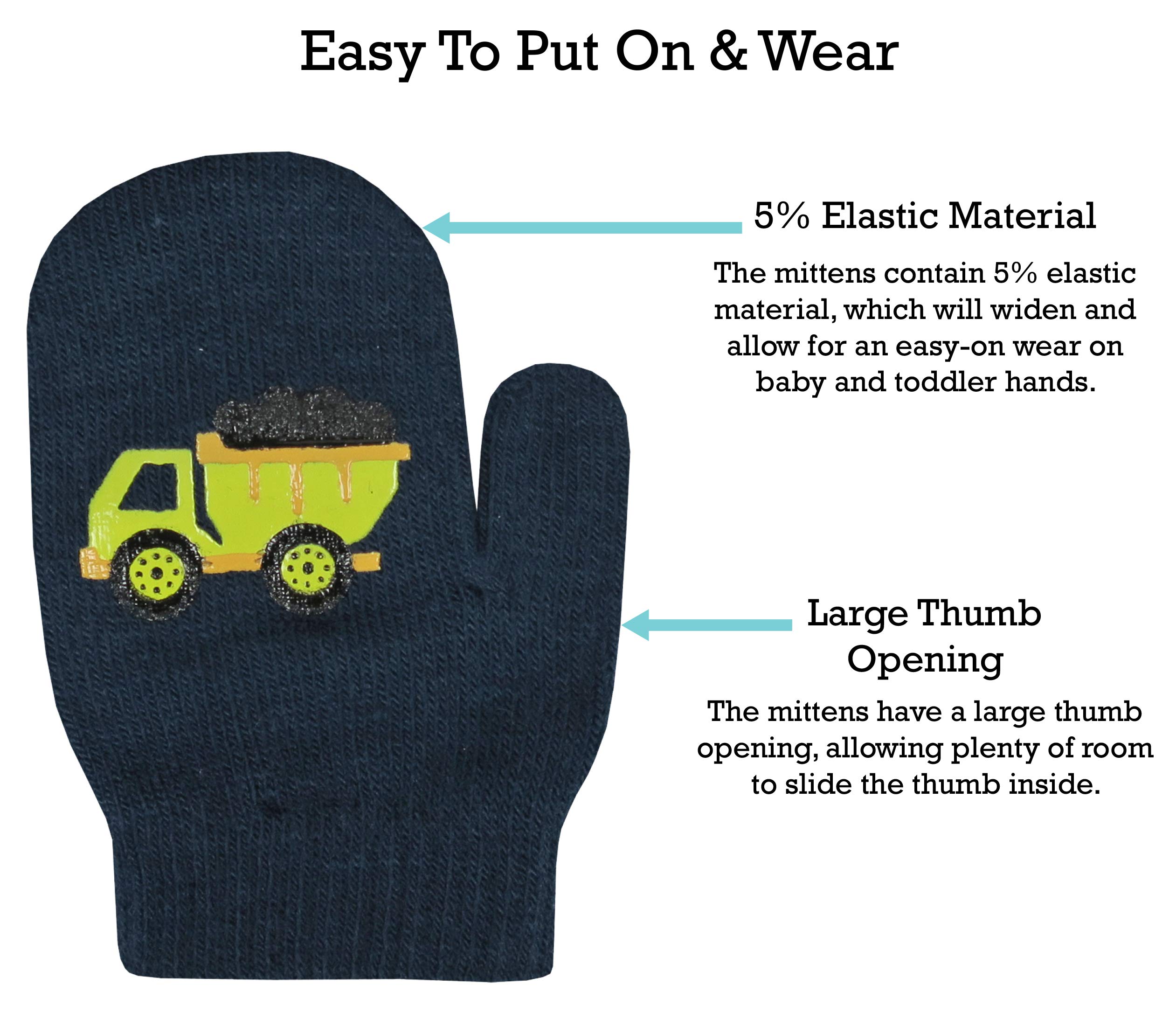 N'Ice Caps Kids Magic Stretch Gloves Mitten 3 Pairs Toddler Boys Girls Winter (2-4 Years, Trucks - Navy/Charcoal/Black Mittens)