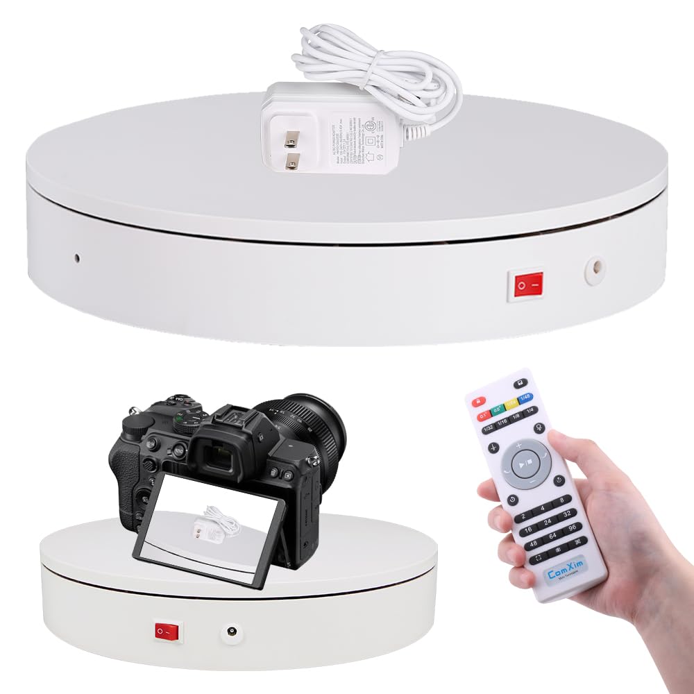 ComXim 360 Photography Turntable 12.6in, Rotating Display Stand 88-200lbs Capacity, Motorized Electric Spinning Stand for Products Display ,Remote Control Platform Control Angle ,Speed and Direction