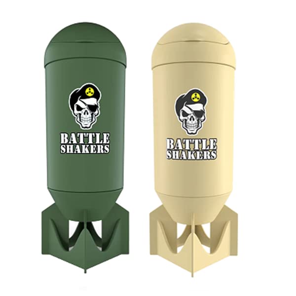 Battle Shakers Bomb Bundle 20 Oz Leak-Proof Shaker Bottles | Protein Cup with Storage Compartment | Dishwasher Safe & BPA Free Sports Bottle | Green and Desert Sand