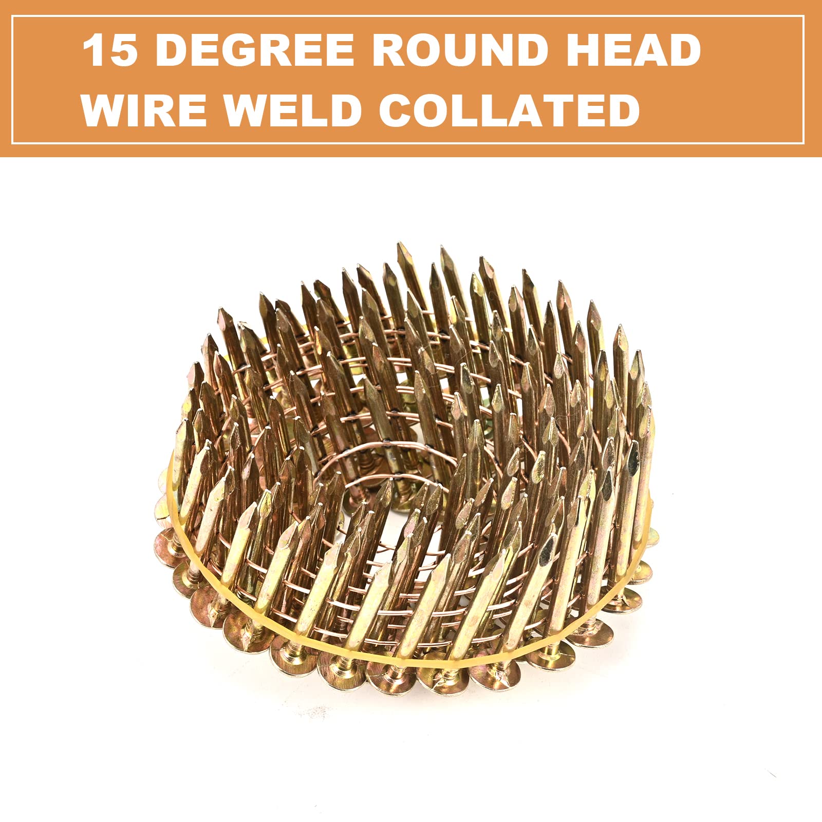 BHTOP 3600 Count Coil Roofing Nails 3/4-Inch x .120-Inch for Roofing Nail Gun, 15 Degree Round Head Wire Weld Collated Roofing Nail, Smooth Shank Electro Galvanized Air Nails for Roofs