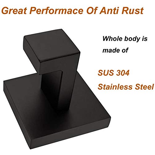 Nolimas 2 Pack Matte Black Towel Hook Stainless Steel Bathroom Rustproof Clothes Towel Coat Hook Wall Mounted Square Toilet Kitchen Heavy Duty Door Hanger