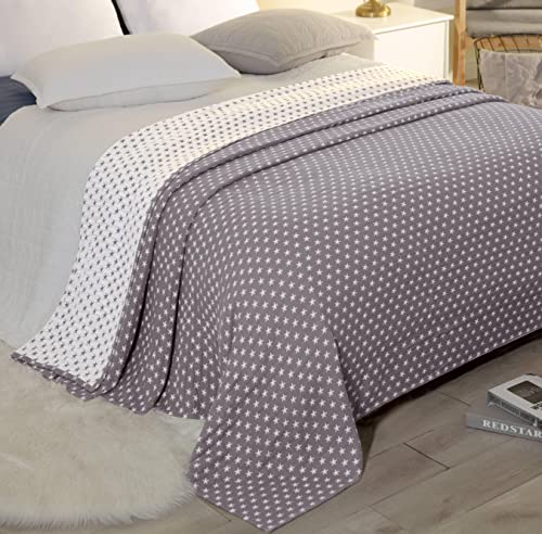 Sterling Creek Dawson Star Muslin Throw Blanket Three Layers Lightweight Breathable Cotton Gauzy Blanket for Adults, All Season (Throw, Gray)