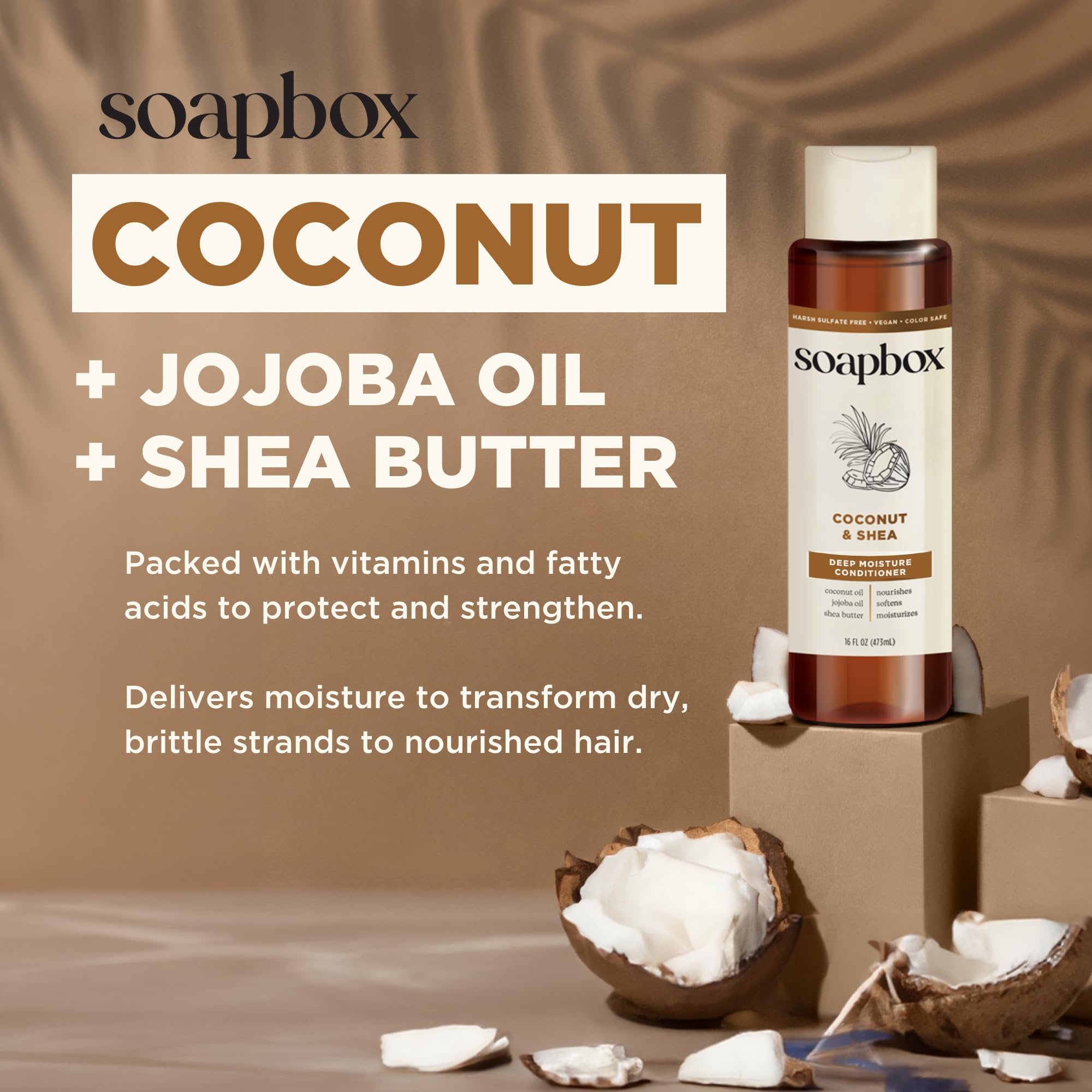 Soapbox Conditioner, Coconut Oil with Shea Butter, 3 Count