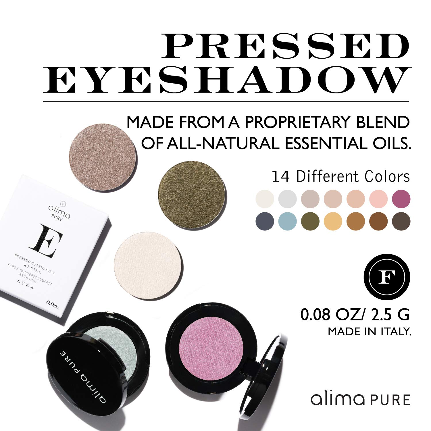 Alima Pure Pressed Eyeshadow - Eyeshadow Singles- Long-lasting Blendable Natural, Matte or Glitter Eyeshadow (0.08 oz/ 2.5 g) | Mirage