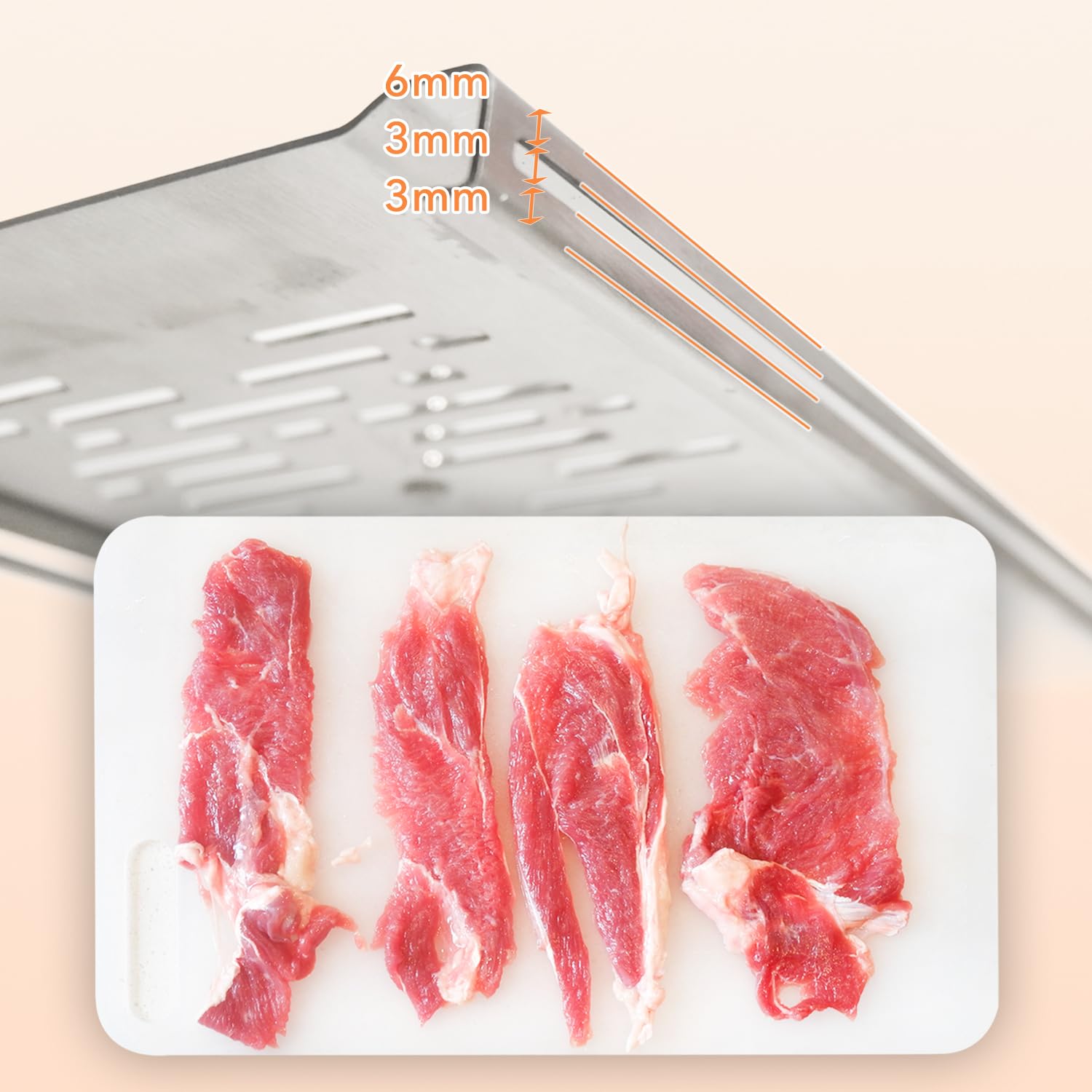 Beef Jerky Maker Slicer β No Sharp Edge Safe for Hands& Convenient to Slice Beef|Made of Food Grade 304 Stainless Steel| 12" Long 6" Wide - 1 Pack - Knife Not Included