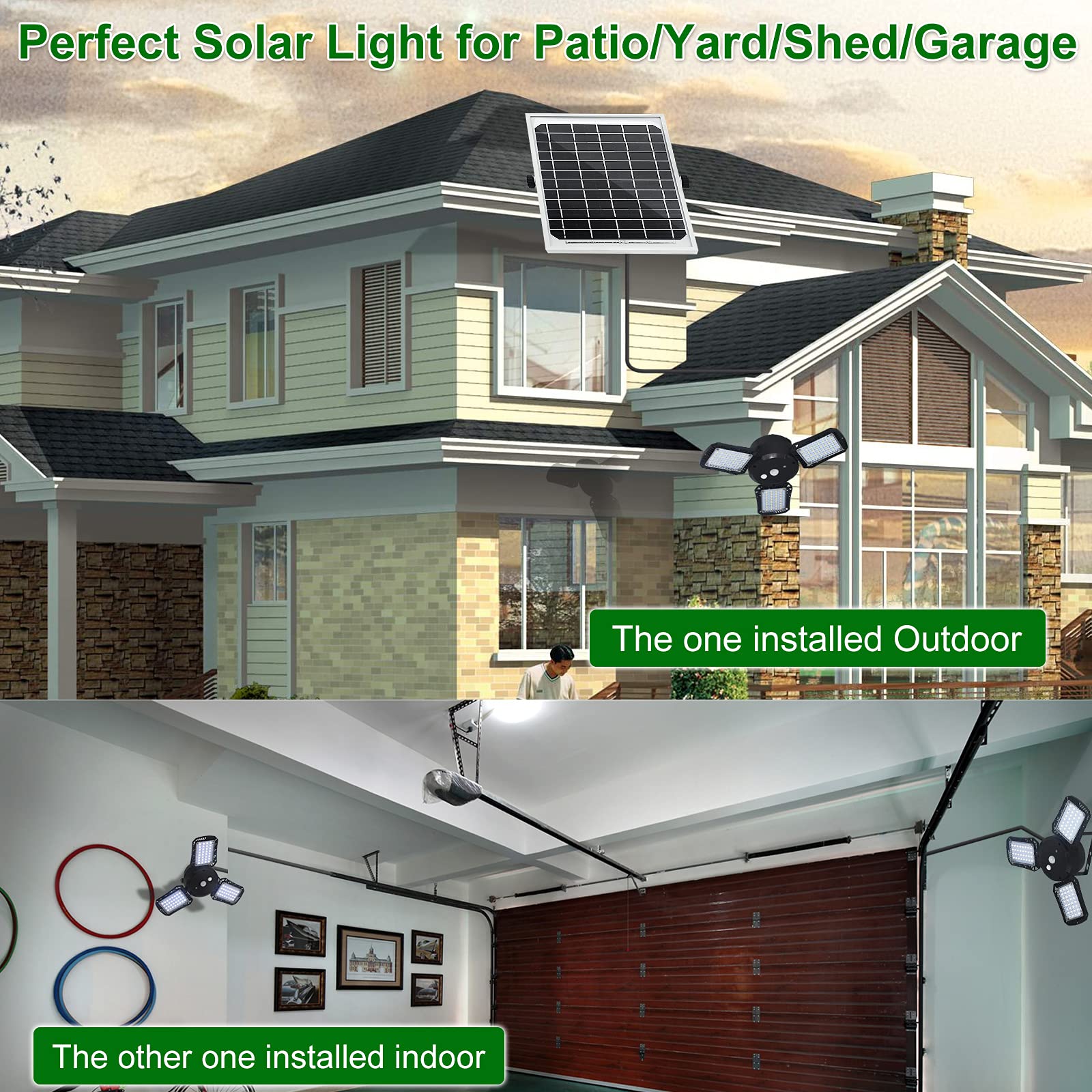 CYHKEE Solar Pendant Lights Outdoor Waterproof 4 Lighting Modes, 800LM Dusk to Dawn LED Dimmable Motion Sensor Hanging Solar Security Lights Remote Control with Pull String for Garden