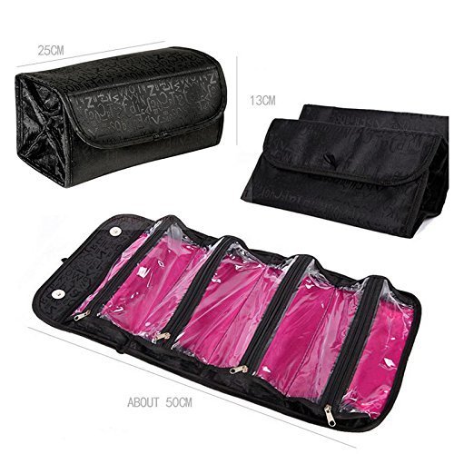 KOOTIPS Roll Up Travel Cosmetic Makeup Jewelry Toiletry Bag Organizer Camping Accessories Holder