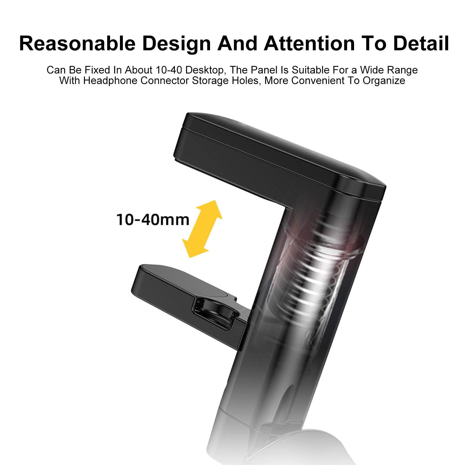 Aeihevo Headphone Stand | Headset Holder for Desk | Adjustable & 360 Degree Rotating Headset Hanger | Headphones Stand Hook Mount Clamp Under Desk for Desk Setup Accessories