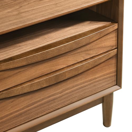 Armen Living Artemio 2 Drawer Wood Nightstand with Shelf in Walnut Finish