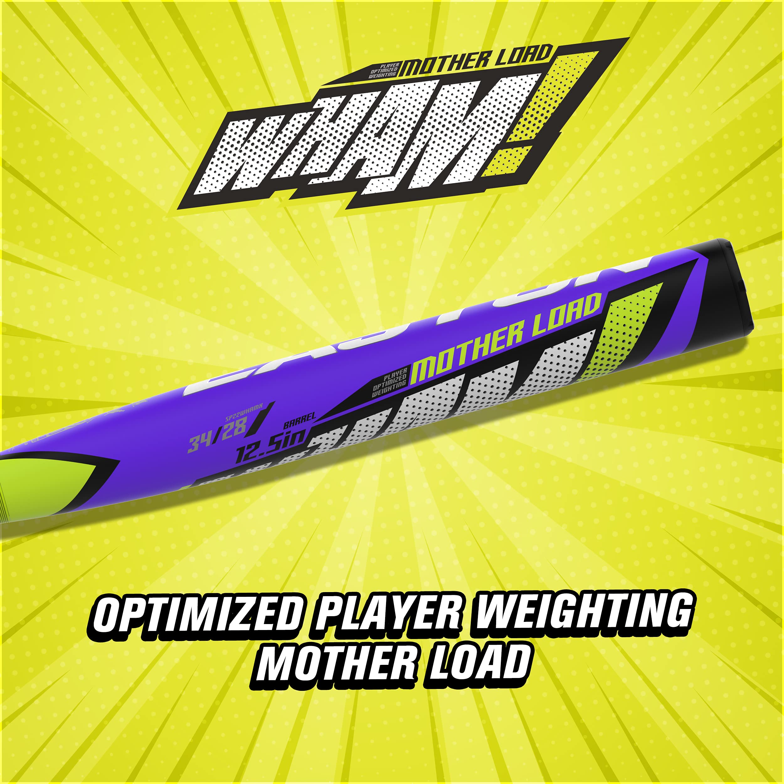 Easton Wham Slowpitch Softball Bat, Motherloaded, 12.5 in Barrel, USSSA, ISA & NSA, 34in x 28oz