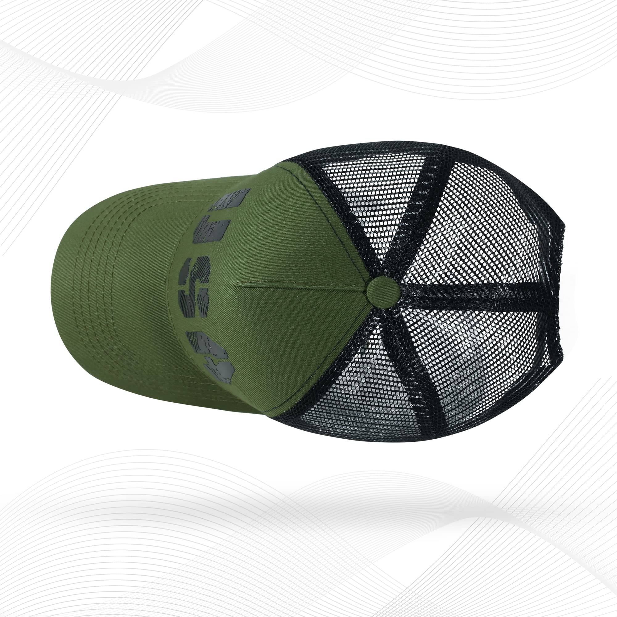 AURR USA Trucker Hat - American Flag Hat for Men & Women - Adjustable Baseball Cap, Snapback Closure - One Size Fits Most Olive