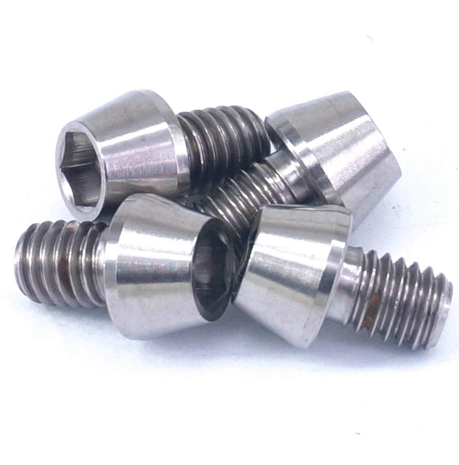 Sorekarain 4 PCS M6x8mm Pitch 1.0mm Ti GR5 Titanium Taper Cone Allen Head Bolt for Bicycle V Brake