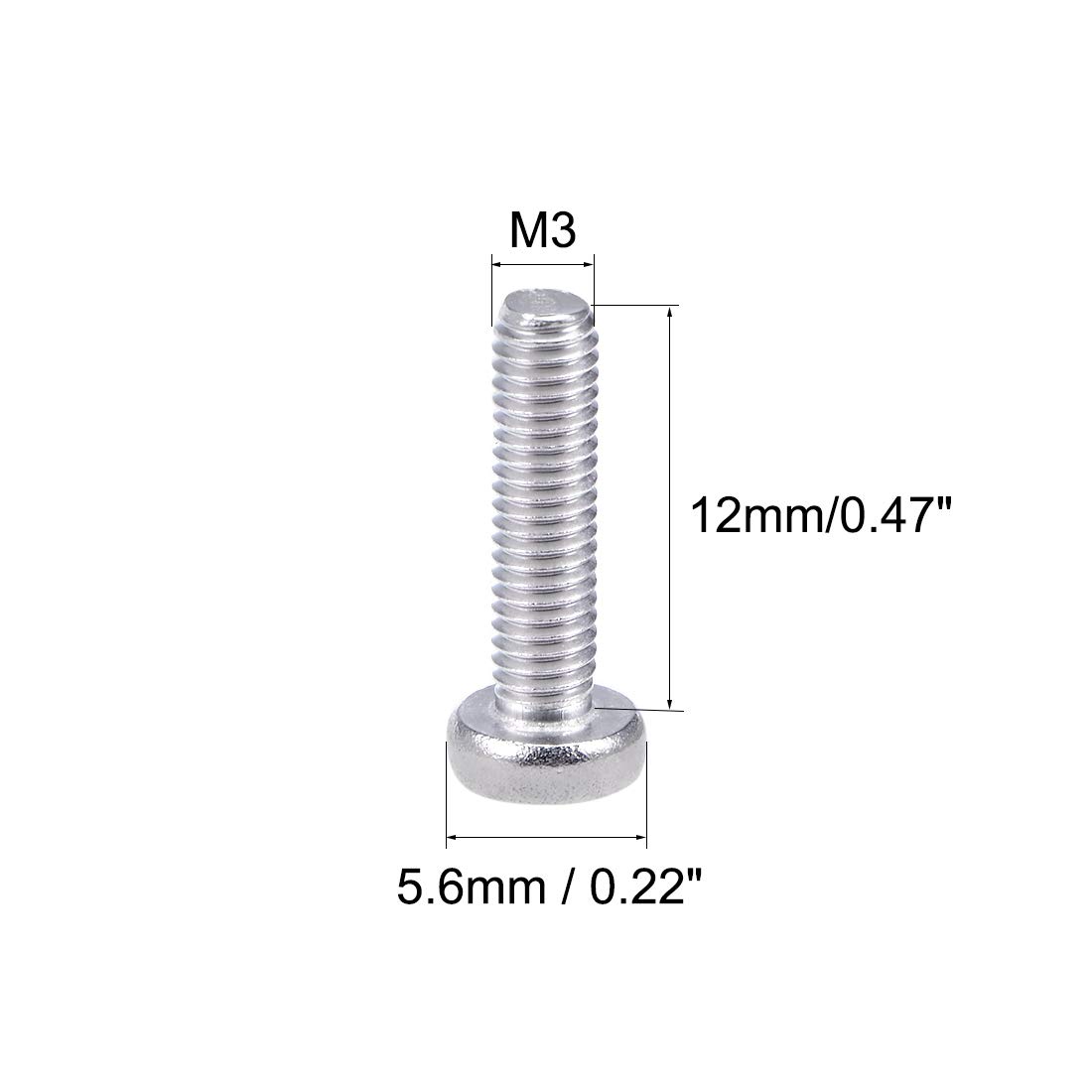uxcell M3x12mm Machine Screws Pan Phillips Cross Head Screw 304 Stainless Steel Fasteners Bolts 100Pcs