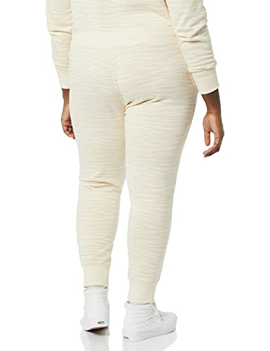 Amazon Essentials Women's Fleece Jogger Sweatpant - Discontinued Colors, Ecru Zebra Stripe, Large