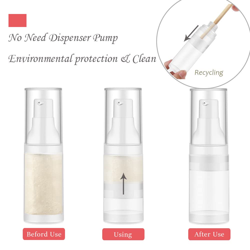 Mild East 3pcs 20ml Sterile Airless Pump Bottle with Funnel Easy to Carry and Fill Matte Lotion Bottles For Travel