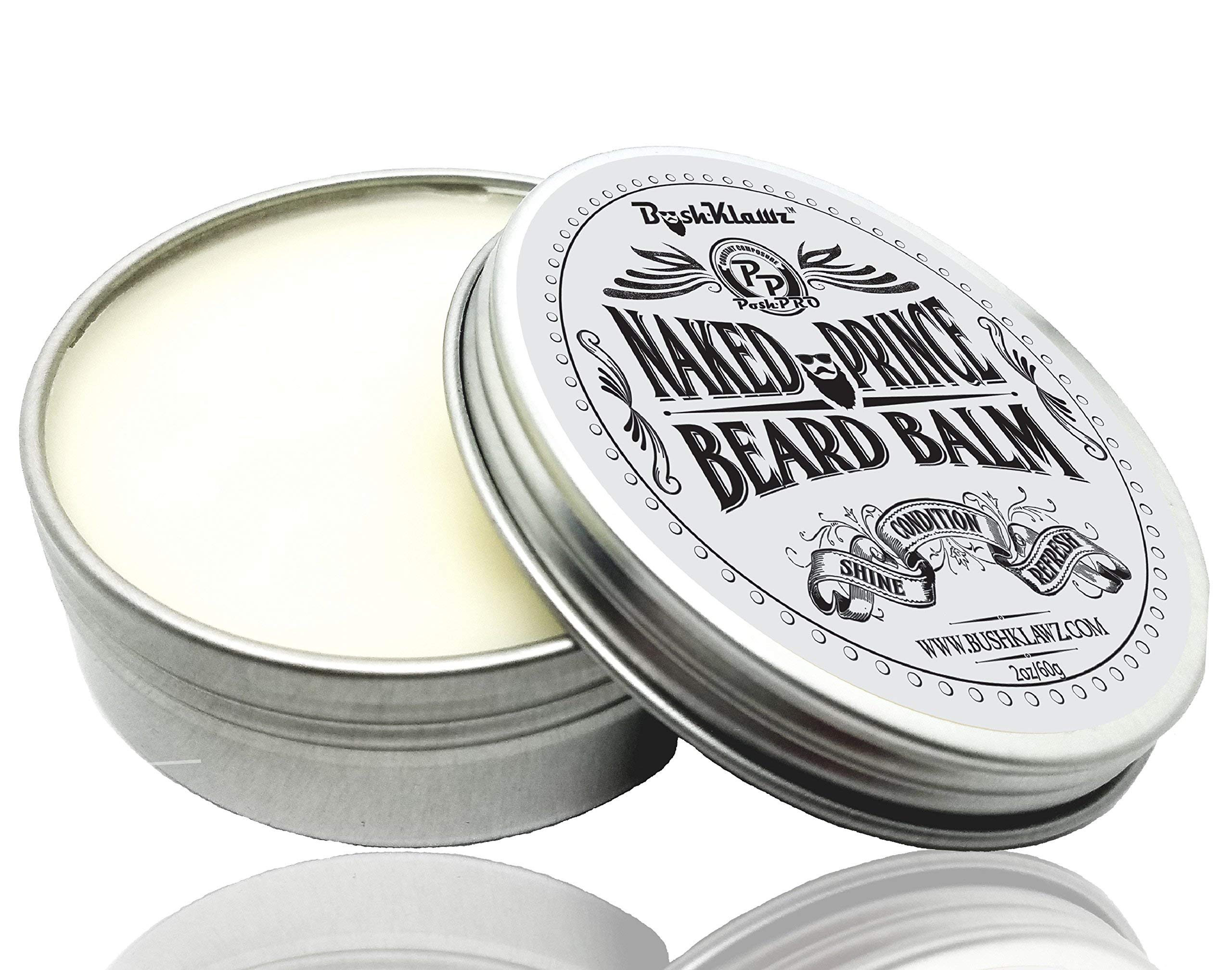 Naked Prince Scent Free All Natural Beard Balm Leave in Conditioner Beard Butter Moisturizer Premium Scentless Fragrance-Free Great for Hunters - Best Leave in Conditioner Balm for Bearded Men