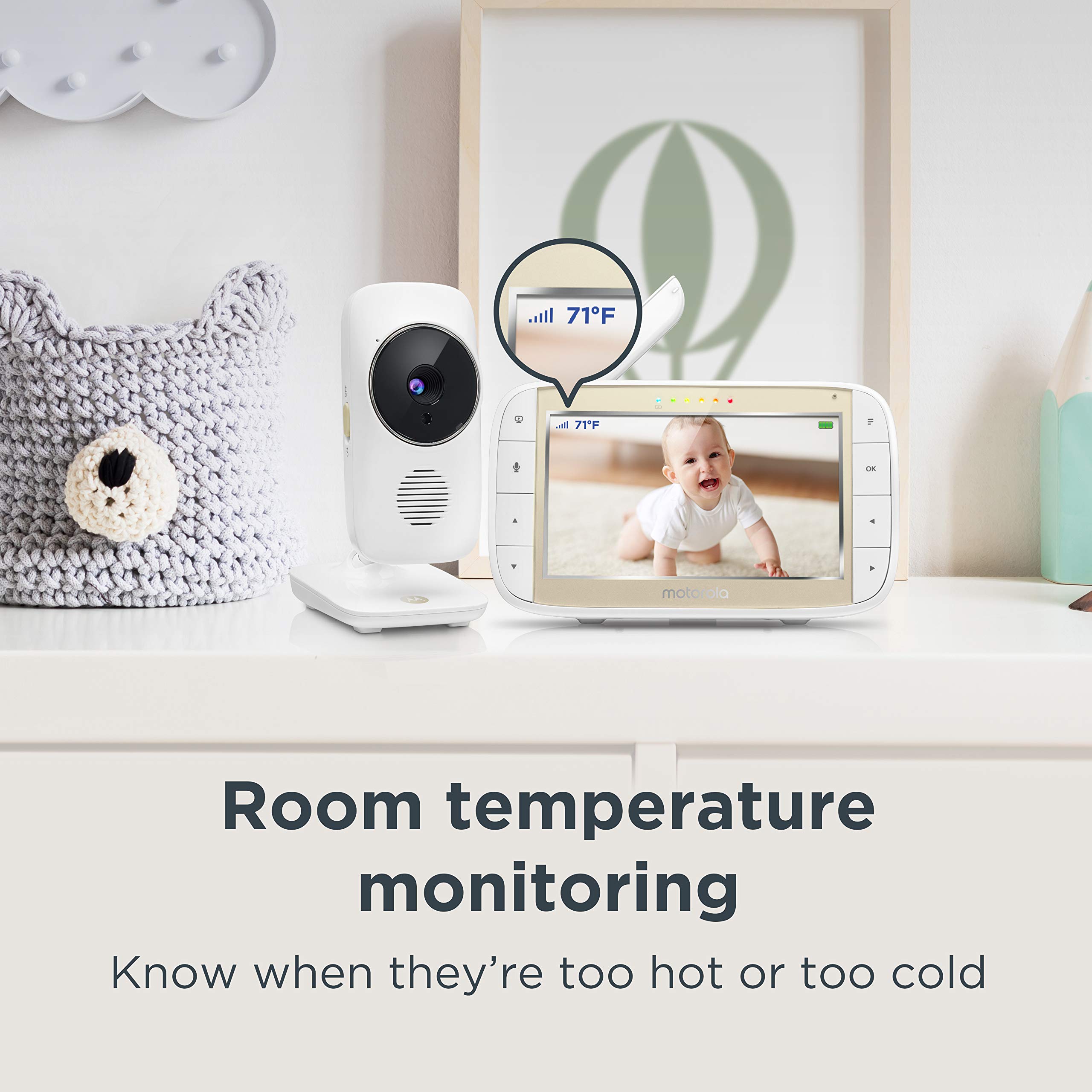 Motorola MBP844CONNECT Wireless WiFi Video Baby Monitor - 5-Inch HD Color Screen, 2-Way Talk Communication - Sound, Motion, Temperature Alert - Digital Zoom, Night Vision, 5 Lullabies - 1000ft Range