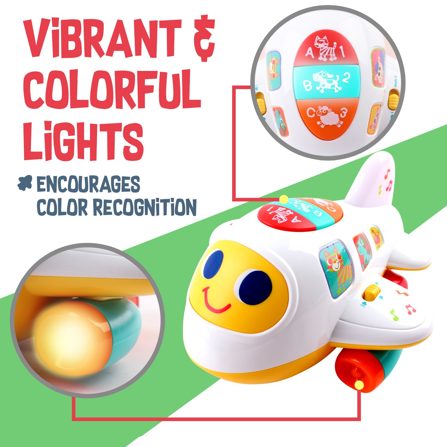 CoolToys My First Plane Airplane Toy for Toddlers and Babies for Learning Letters, Numbers and Colors - Lights Up, Sings, and Moves Around