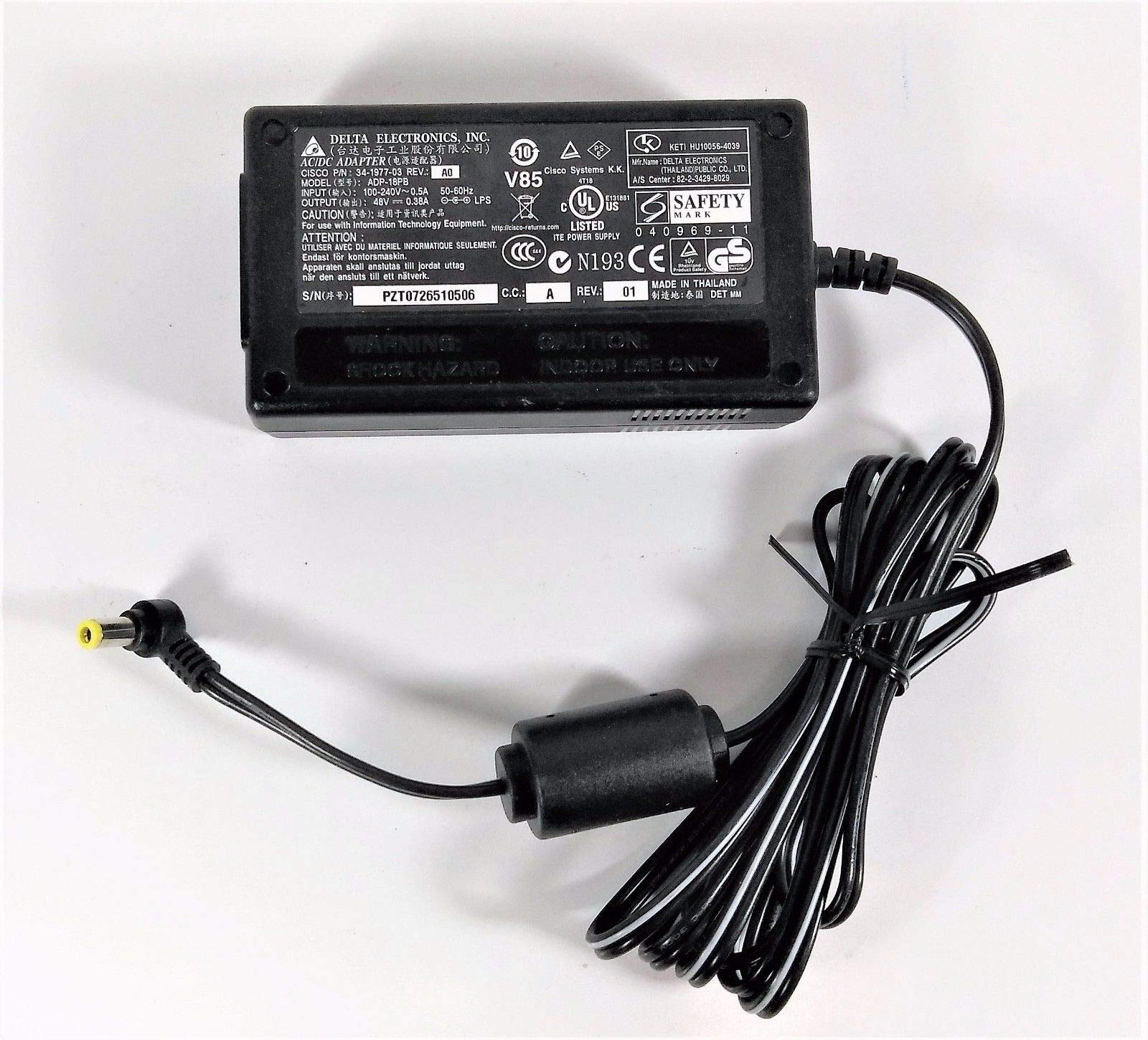 New Genuine OEM DELTA CISCO 34-1977-03 ADP-18PB 48V 0.38A POE Power Adapter
