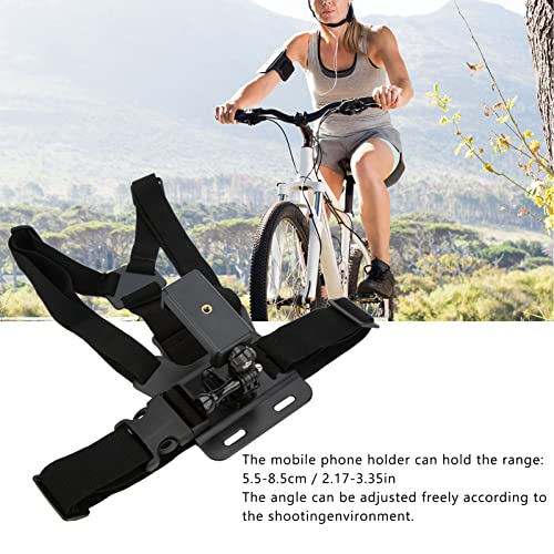 Cellphone Selfie Chest Mount, Stretchable ABS Adjustable Angle Phone Selfie Neck Holder Kit for Skiing