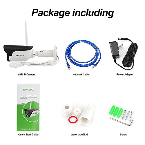 SV3C WiFi Camera Outdoor, IP Wireless 1080P Full HD Security Home Surveillance Camera, IP66 Waterproof, Night Vision, Motion Detection, Support Max 64GB SD Card(Not Included)