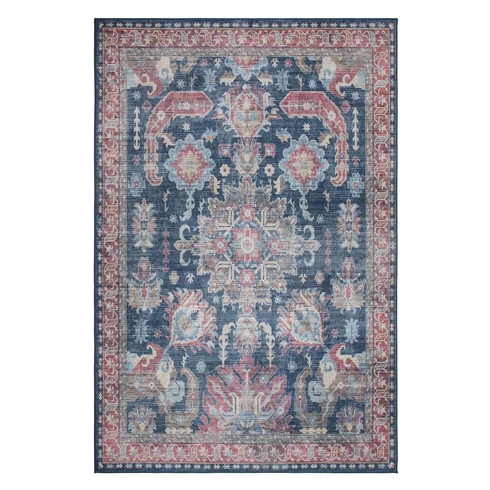 Area Rug for Living Room Machine Washable Rug for Bedroom Vintage Rug Non-Slip Backing Dinning Room Carpet Soft Low-Pile (Green Rust, 5 * 7)