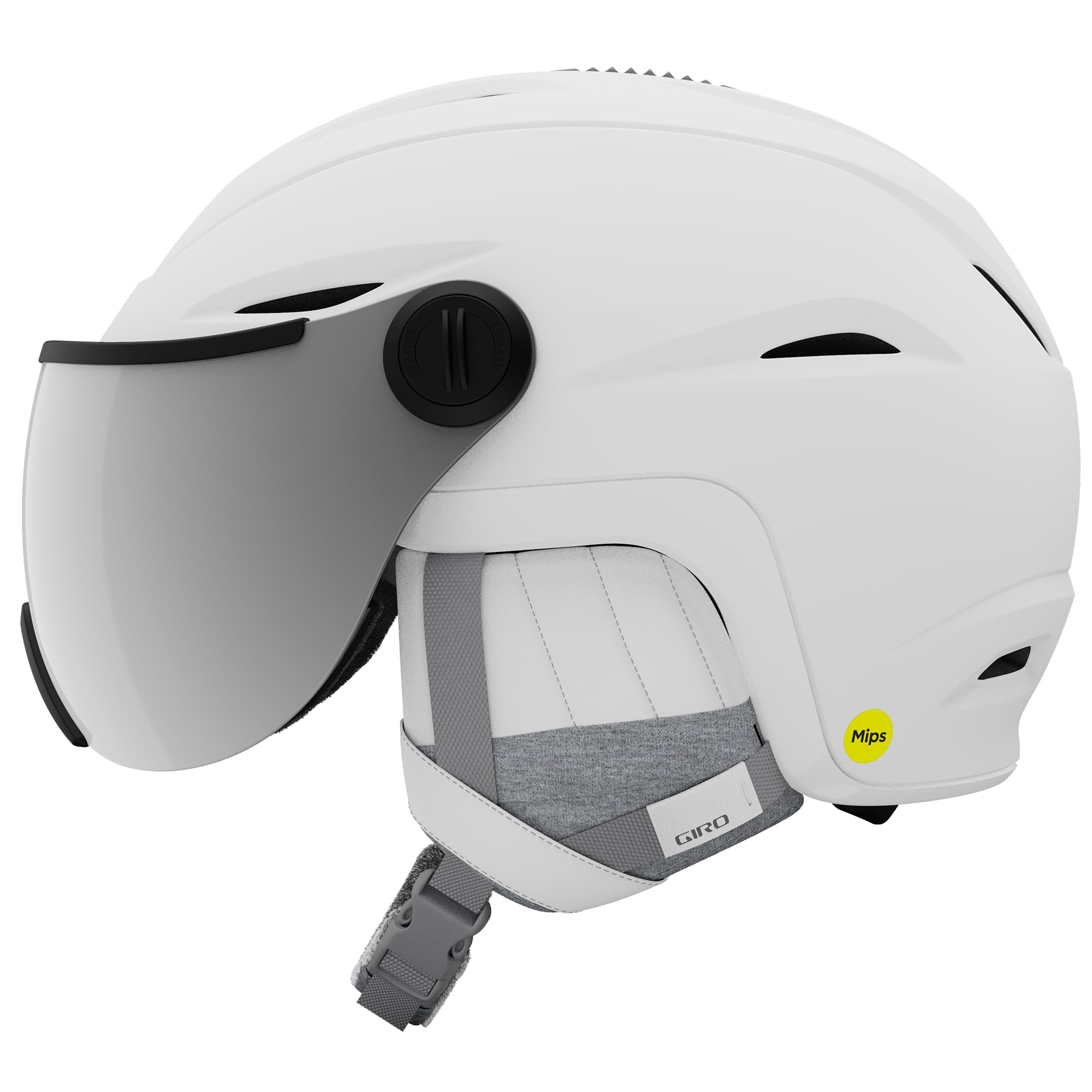 Giro Essence MIPS Ski Helmet - Snowboard Helmet for Women & Youth with Integrated Shield/Visor - Matte White - S (52-55.5cm)