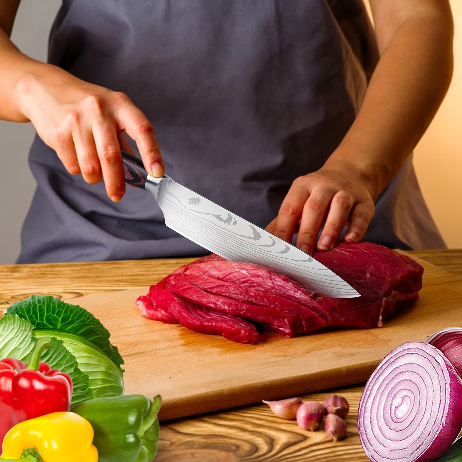Bekhic Chef Knife - CKnife Pro Kitchen Knife 8-Inch Chef's Knife made of German High Carbon Stainless Steel ,Ergonomic Handle, Ultra Sharp