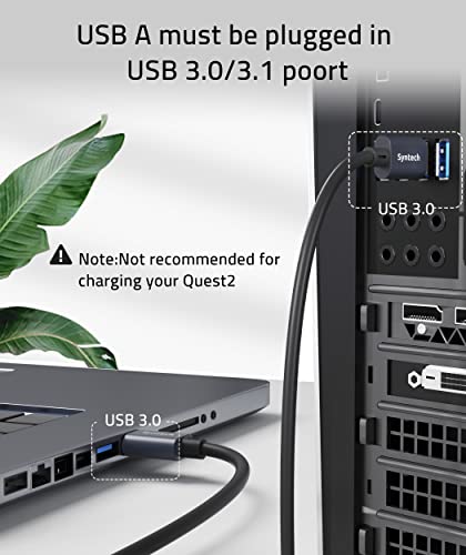 Syntech Link Cable 20 FT Compatible with Quest2/Pro/Pico4 Accessories and PC/Steam VR, High Speed PC Data Transfer, USB 3.0 to USB C Cable for VR Headset and Gaming PC, Black