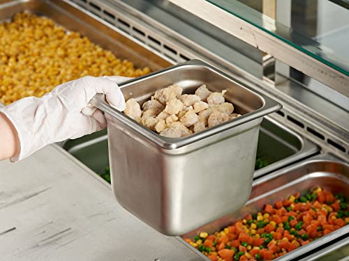 CURTA 6 Pack Anti-Jam Hotel Pans with Lids, 1/6 Size 6 Inch Deep, NSF Commercial 18/8 Stainless Steel Chafing Steam Table Food Pan with Covers