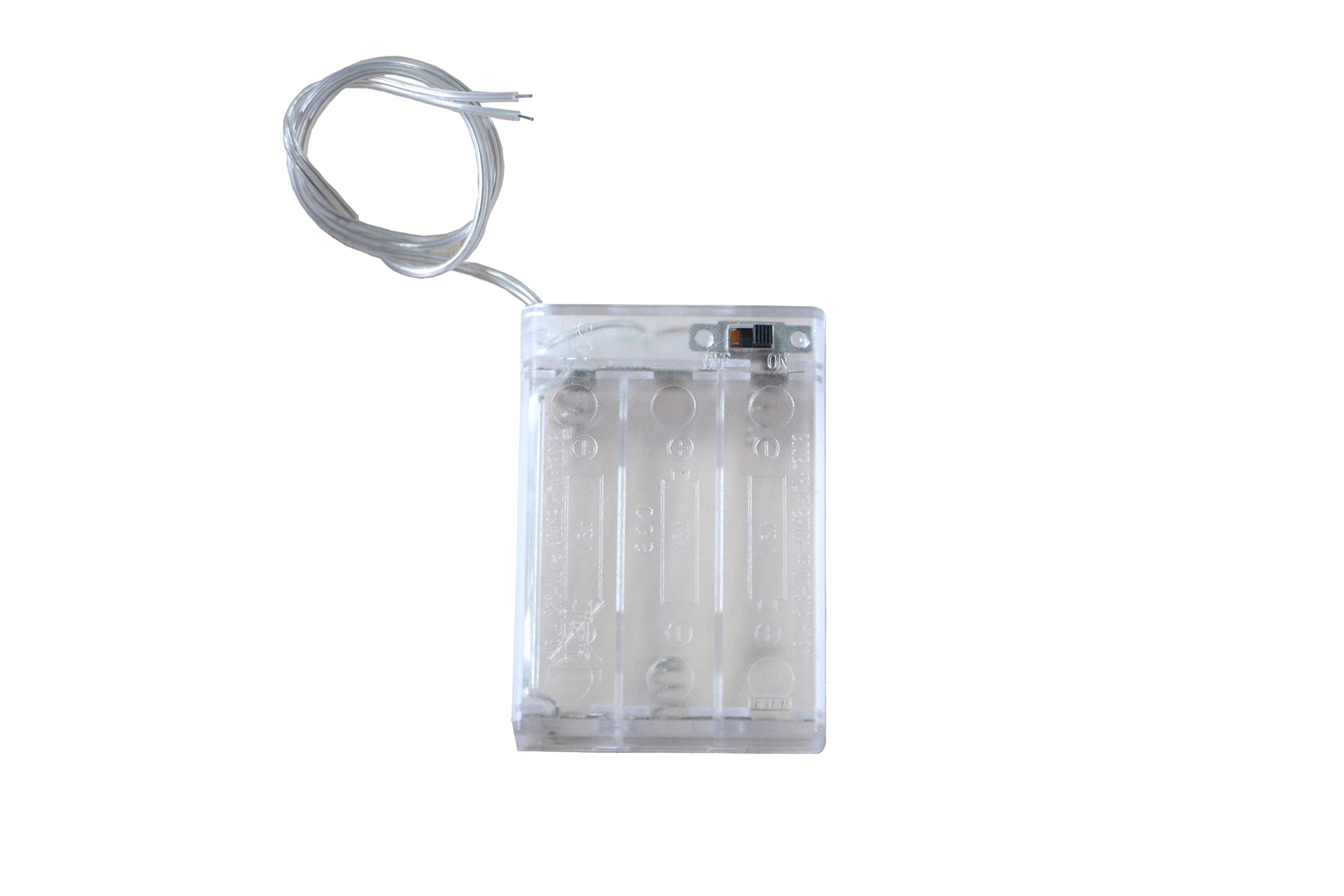LAMPVPATH (Pack of 4) 3 AA Battery Holder with Switch, 4.5V Battery Holder with Switch, 3X 1.5V AA Battery Holder with Leads and Switch - Transparent