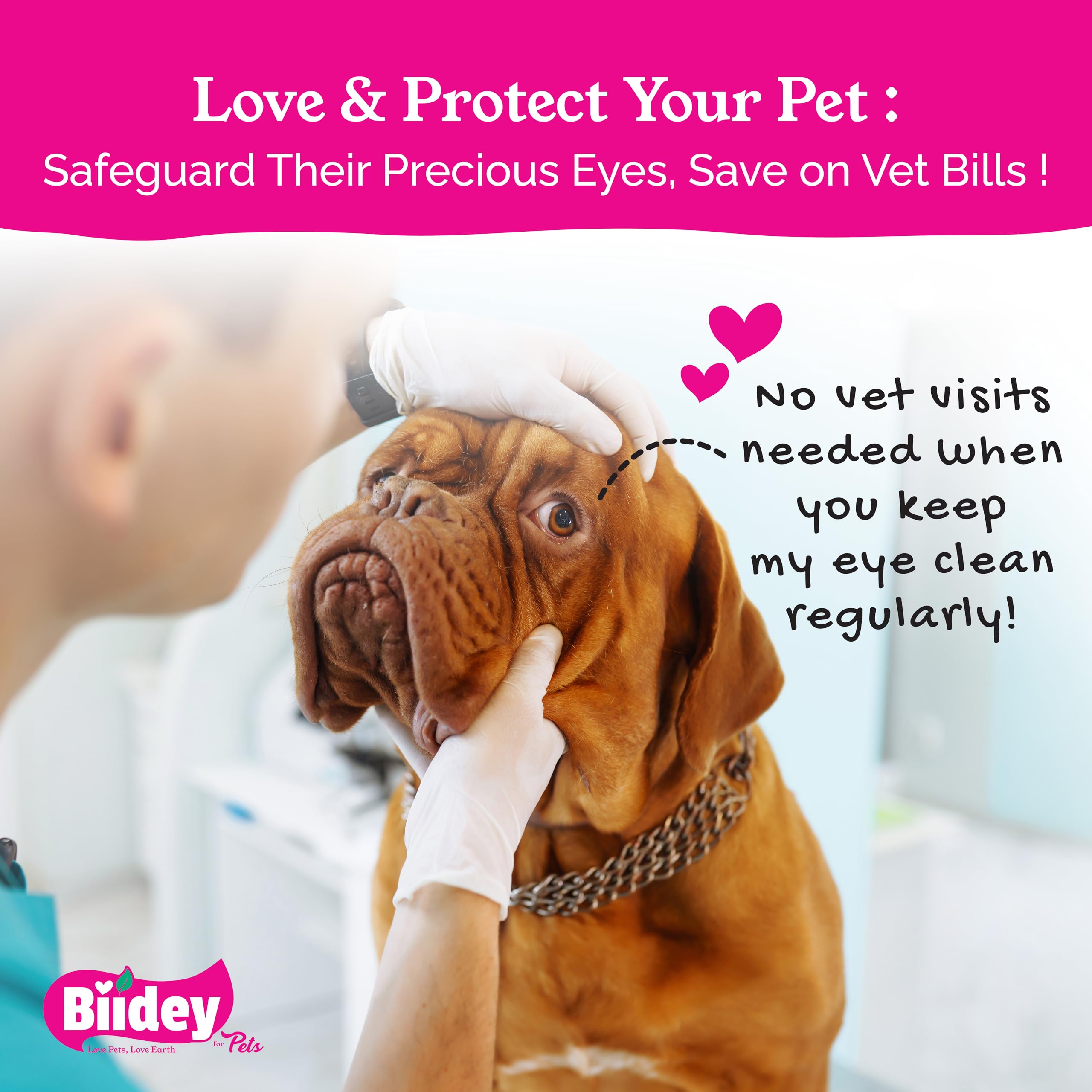 Biidey Pet Odor Stain Laundry Sheets and Eye Care Bundle - Laundry Detergent Sheets, Pet Hair Odor Eliminator Stain Remover, Dog Cat Eye Wash Wipes Tear Stain Remover