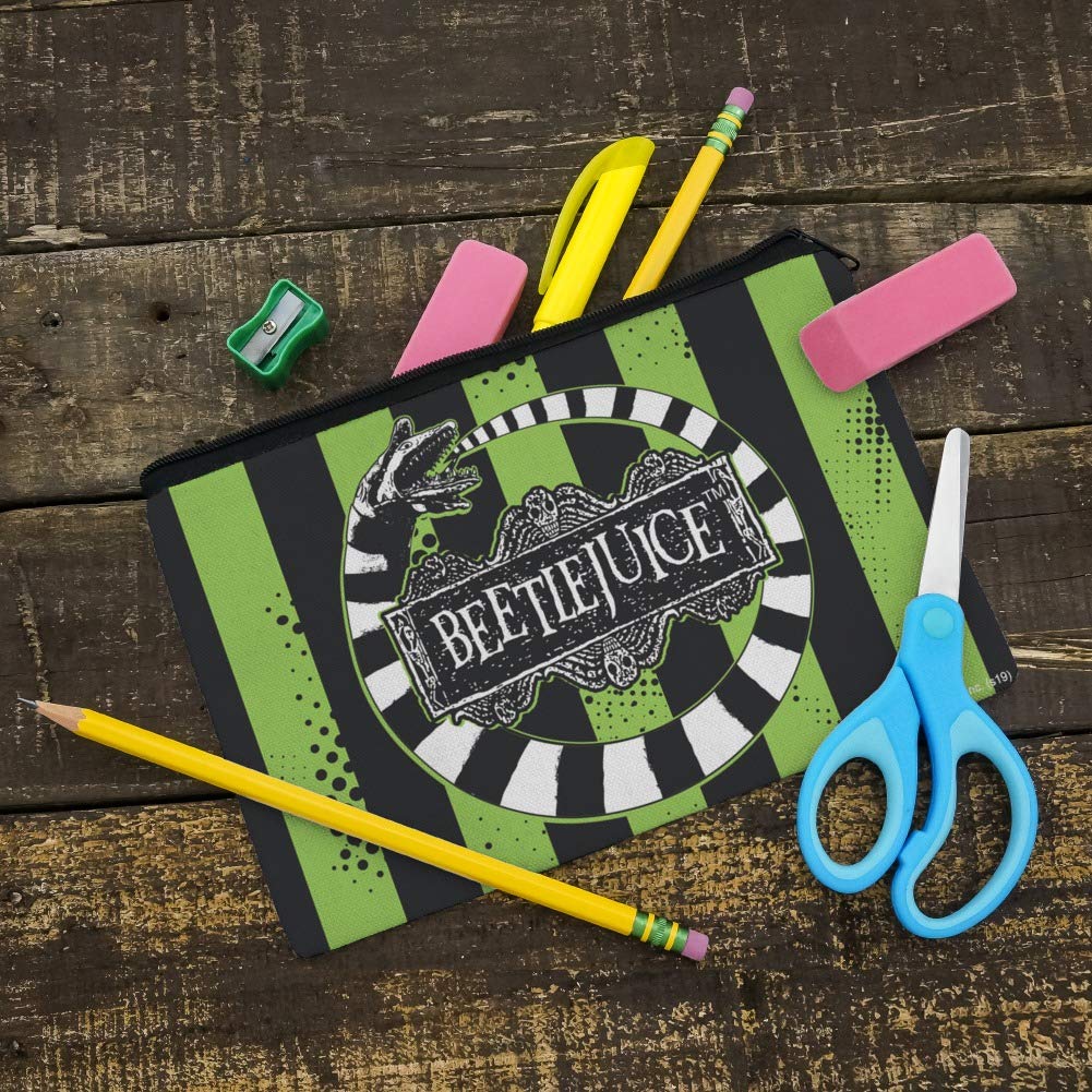 Beetlejuice Beetle Worm Pencil Pen Organizer Zipper Pouch Case
